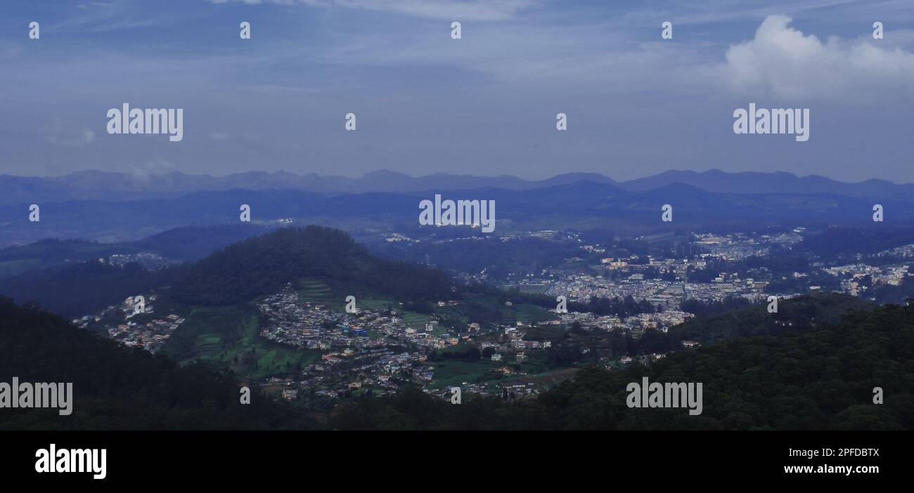 scenic view of ooty cityscape and panoramic view of nilgiri hills from ...