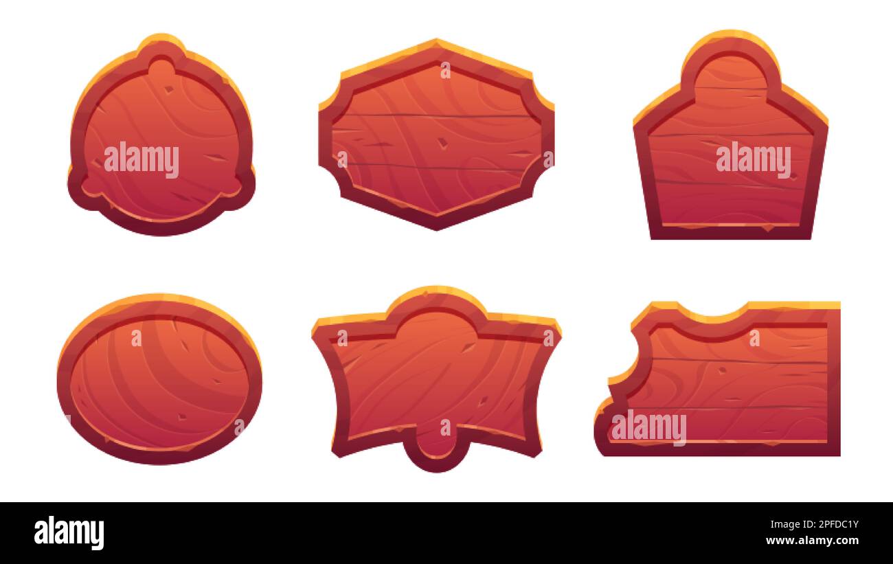 Wooden plaque sign board cartoon vector tag label. Isolated wood ...