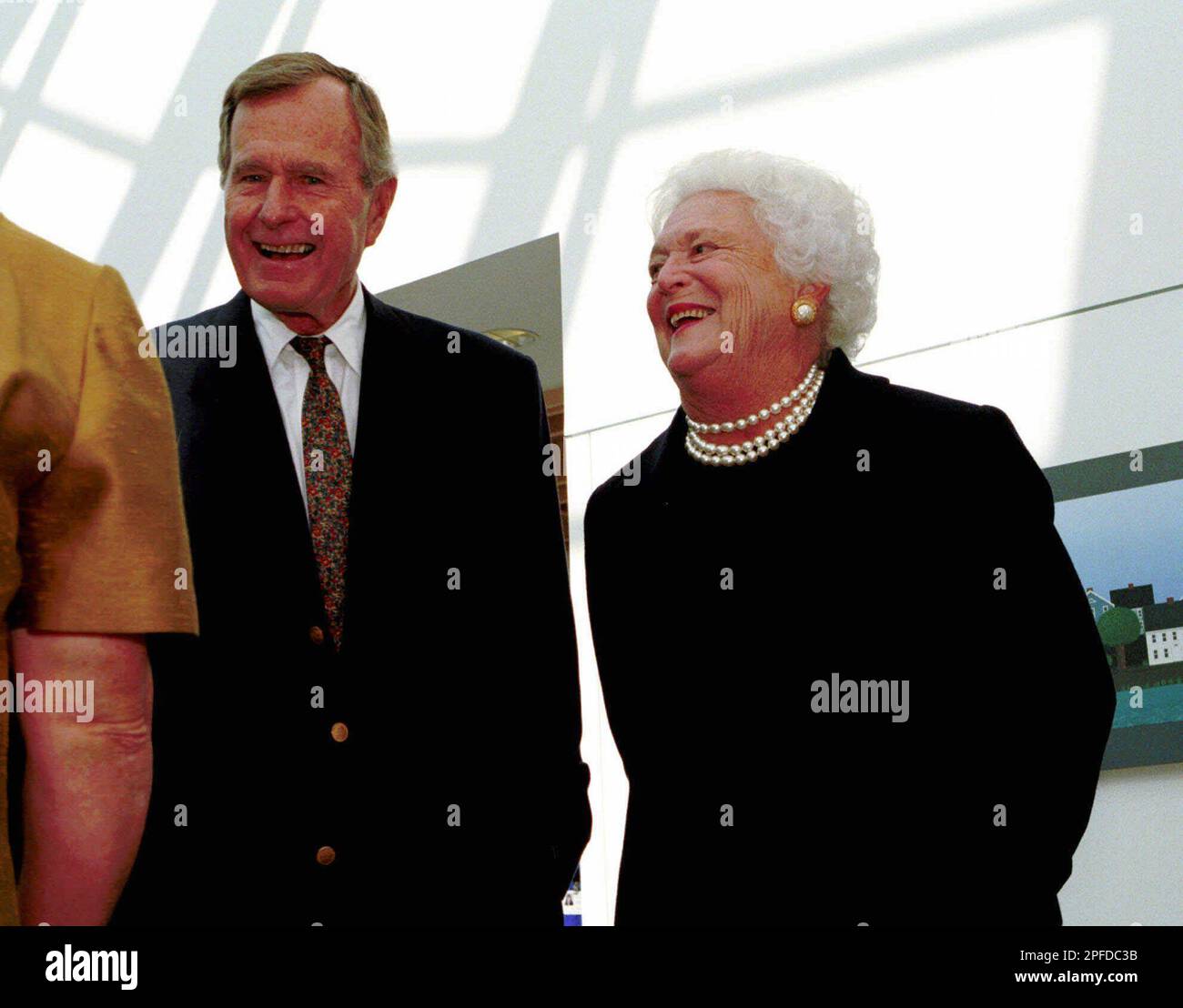 Former President Bush and his wife, Barbara, enjoy a tour of the new ...