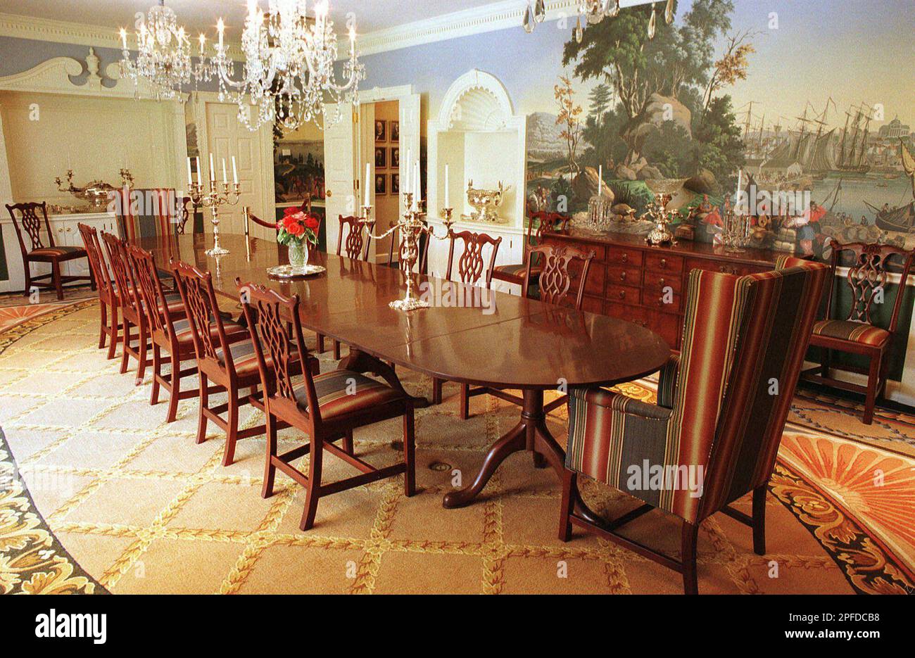 The state dining room of the governor's mansion in Lincoln, Neb., shown ...