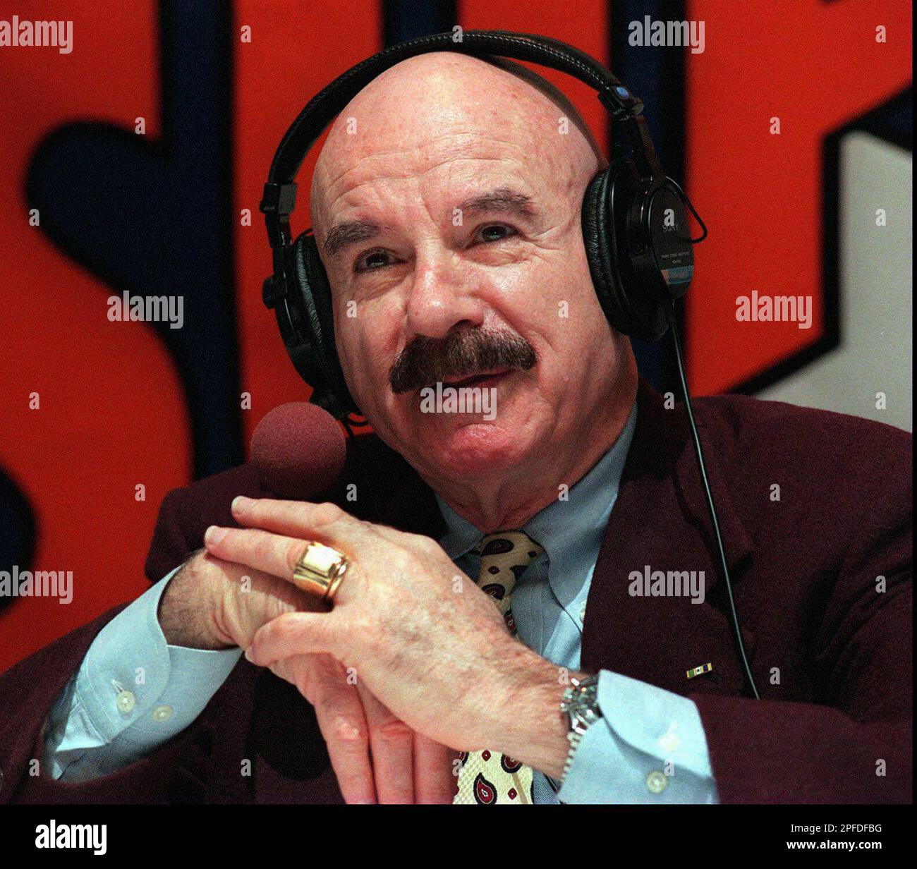 G. Gordon Liddy is shown during a live broadcast of his radio talkshow ...