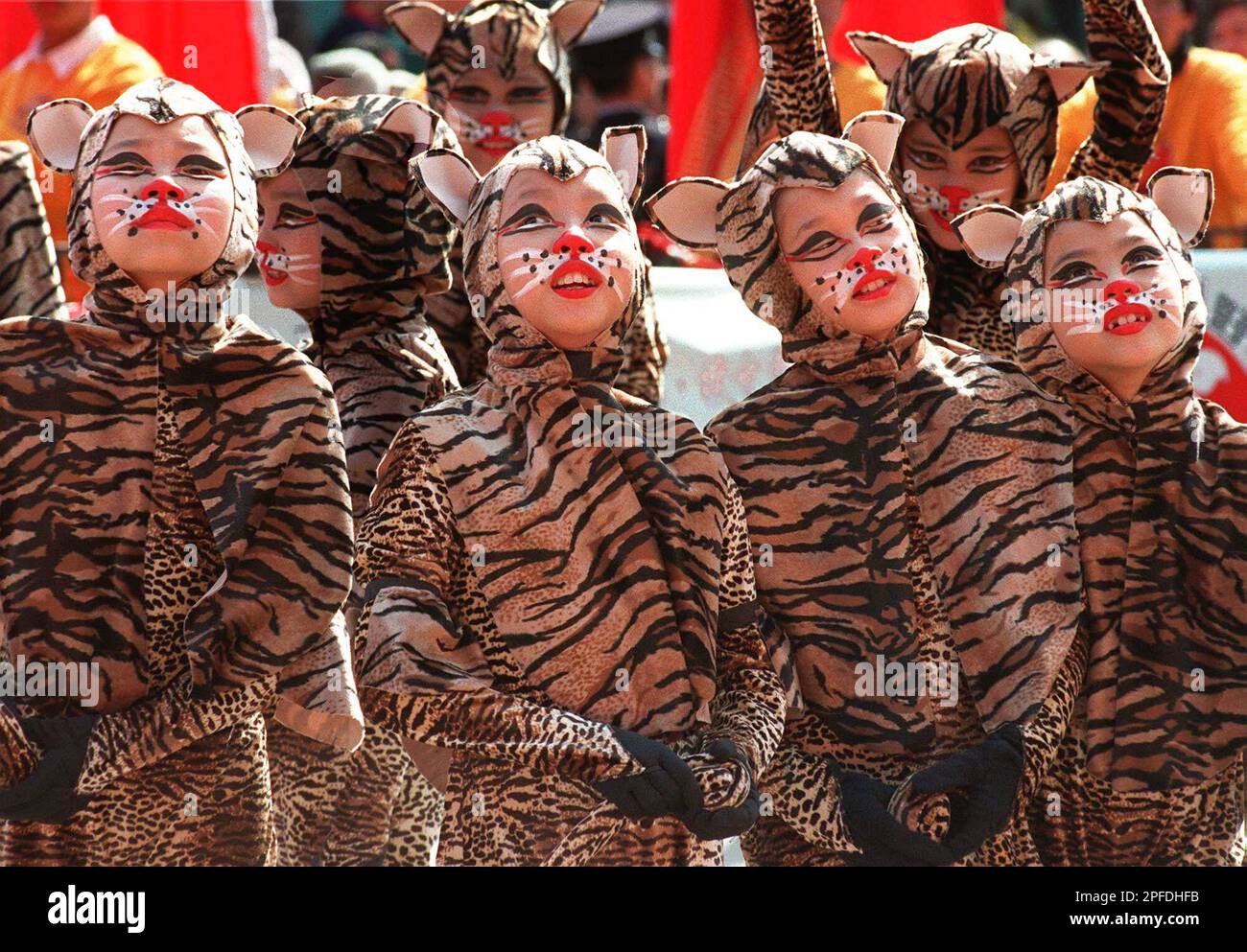 Children dressed as tigers take part in a Chinese New Year parade in ...