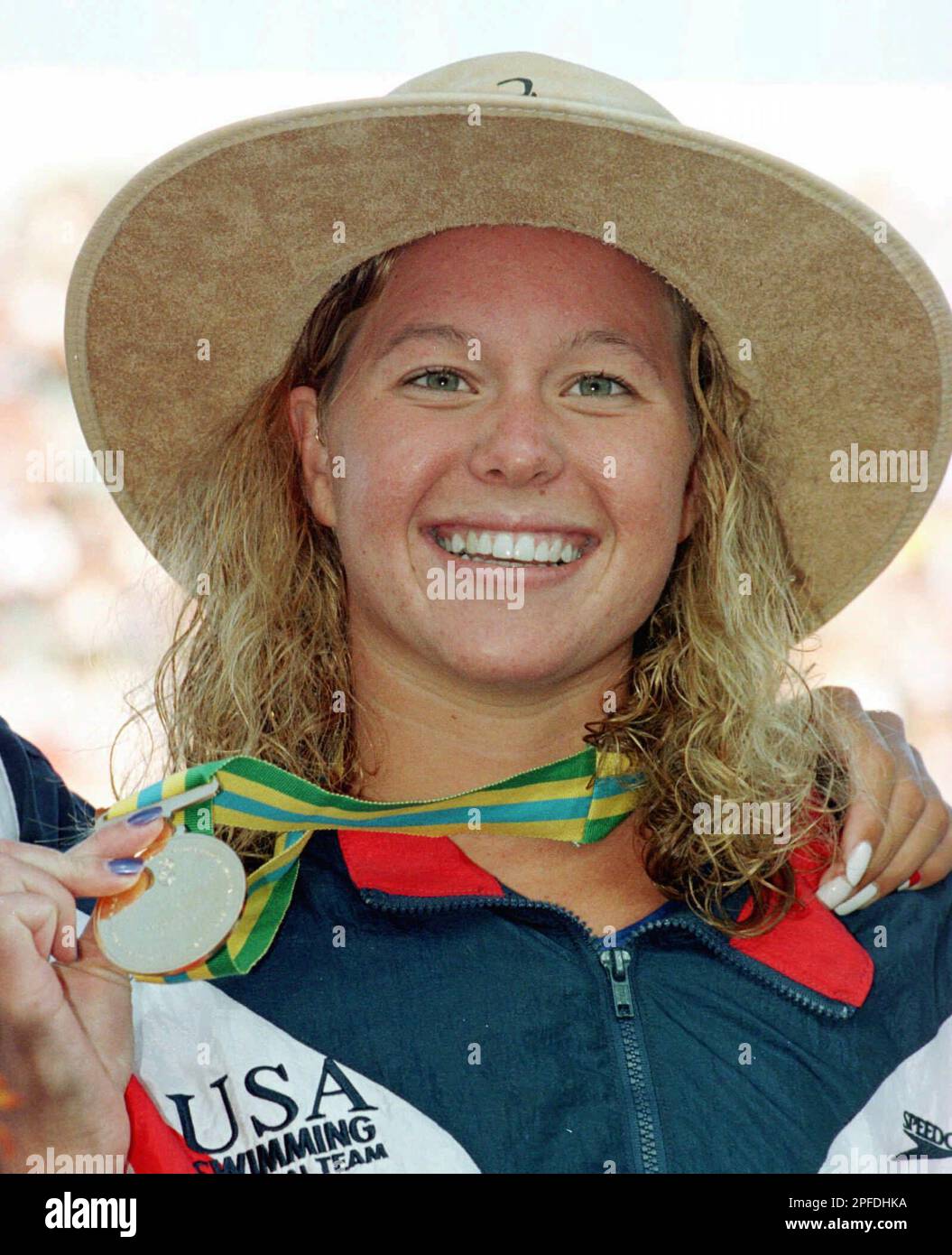 American swimmer Brooke Bennett from Plant City, Fla., poses with her ...