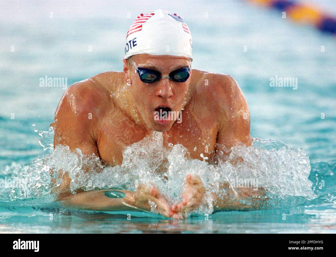 U.S. swimmer Kurt Grote, Palo Alto, Ca., on the way to winning the gold ...