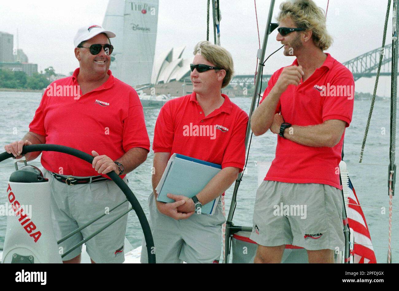 Four-time America's Cup winner Dennis Conner takes the helm of his ...