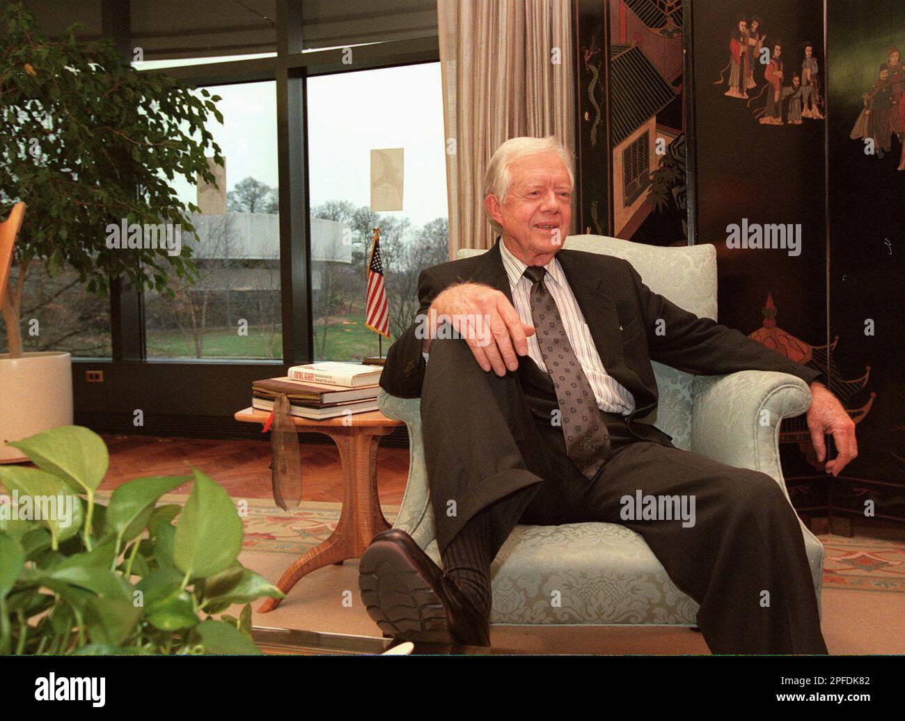 Former President Jimmy Carter relaxes in his office at the Carter ...