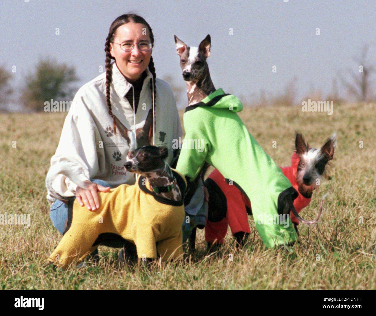 Sarah Martens shows off some of her Peruvian Inca Orchid dogs near her ...