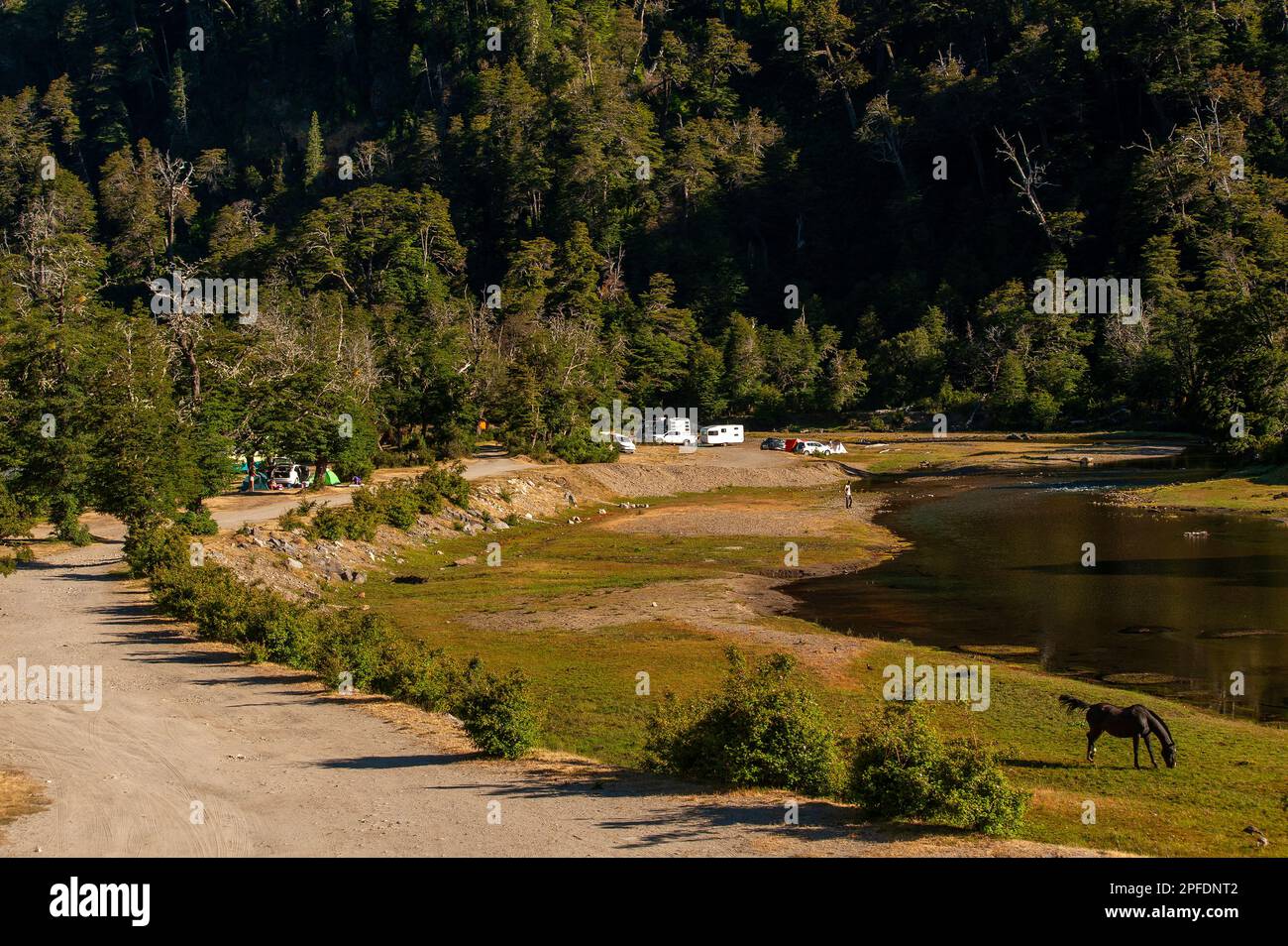 Camping on the shores of Pichi Traful river, on the shores of Pichi ...