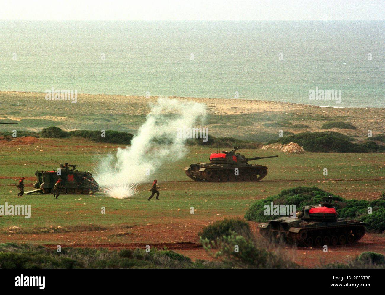 Armored vehicles representing enemy forces confront Turkish commandos ...