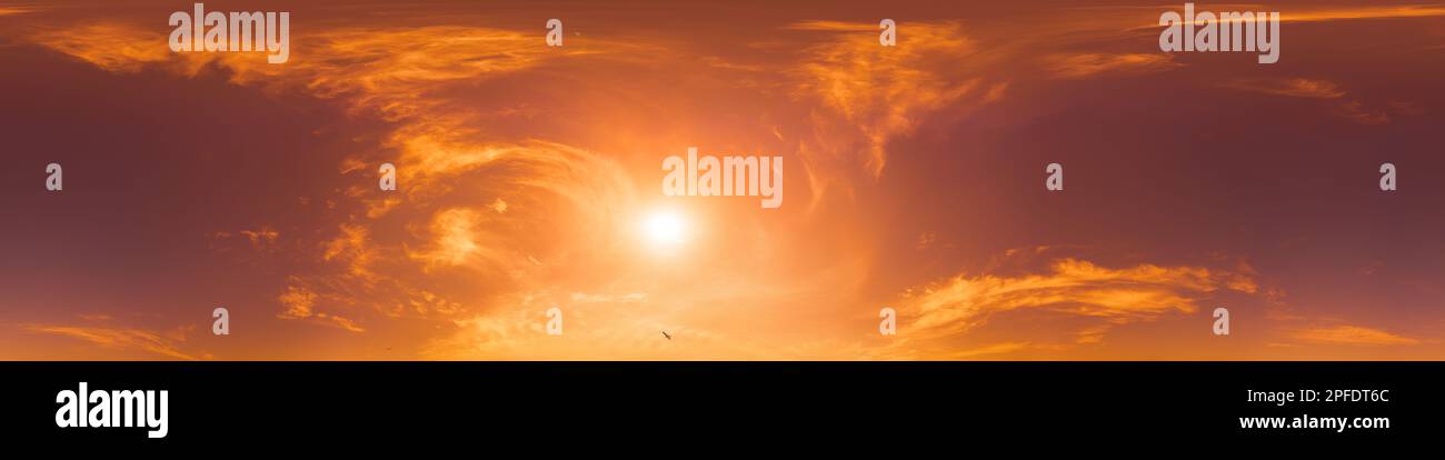 Glowing red orange sunset sky 360-degree panorama in seamless hdr ...