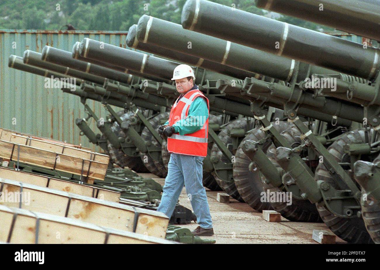 Part of 126 NATO standard M114 howitzers (155mm) donated by the U.S ...