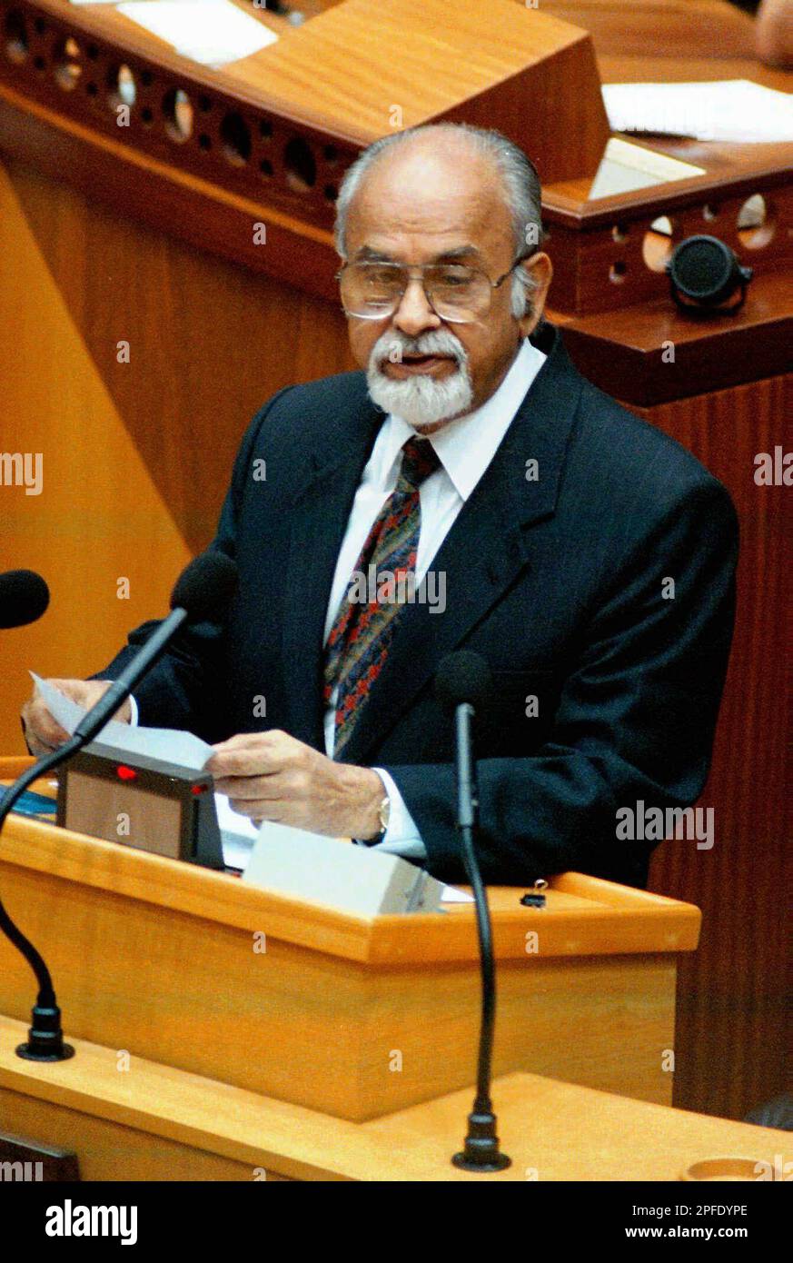 Indian Prime Minister Inder Kumar Gujral, adresses the South African ...