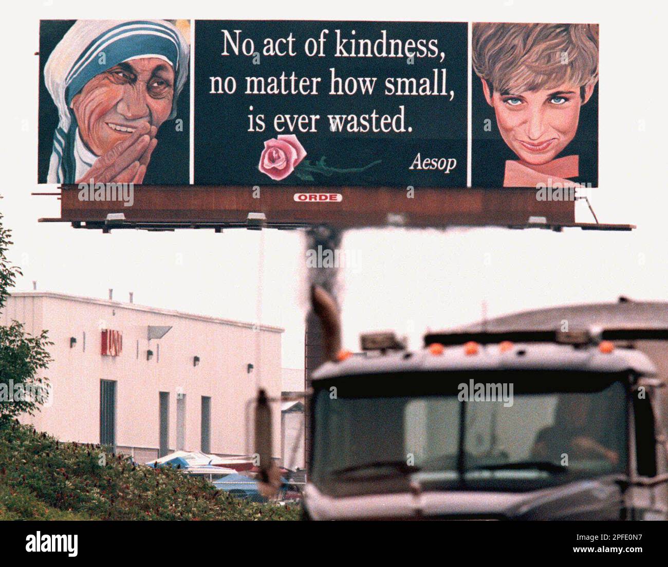 A truck passes a billboard on Hwy 41 south of DePere, Wisc., Friday ...