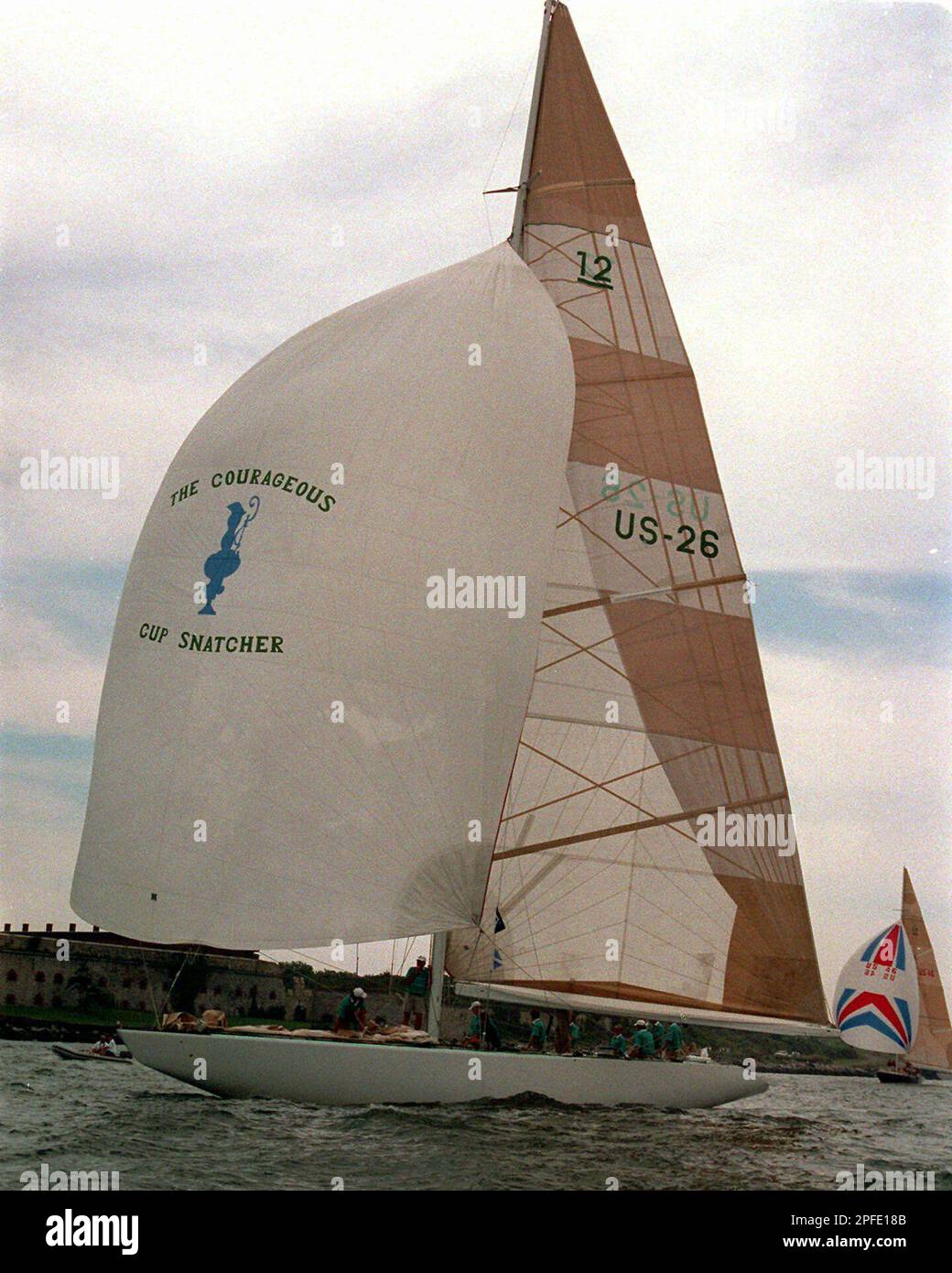 Ted Turner and his wife, Jane Fonda, sail on the yacht Courageous in ...