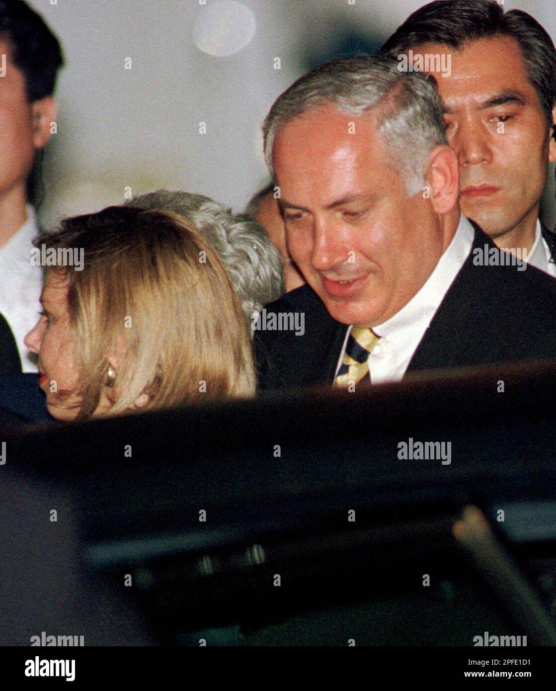 Israeli Prime Minister Benjamin Netanyahu and his wife Sara get on ...