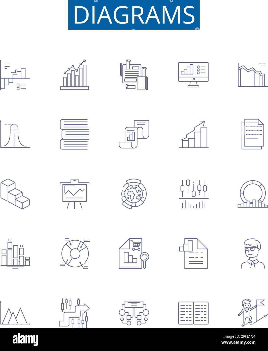 Diagrams line icons signs set. Design collection of Graphs, Charts ...