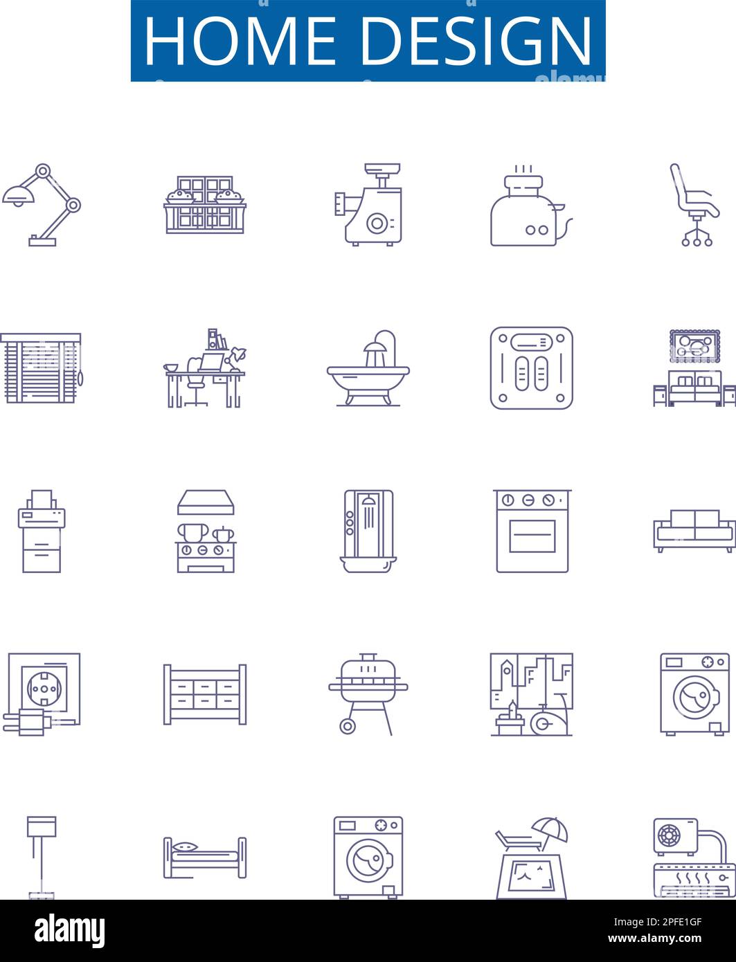 Home design line icons signs set. Design collection of Interiors, Decor ...