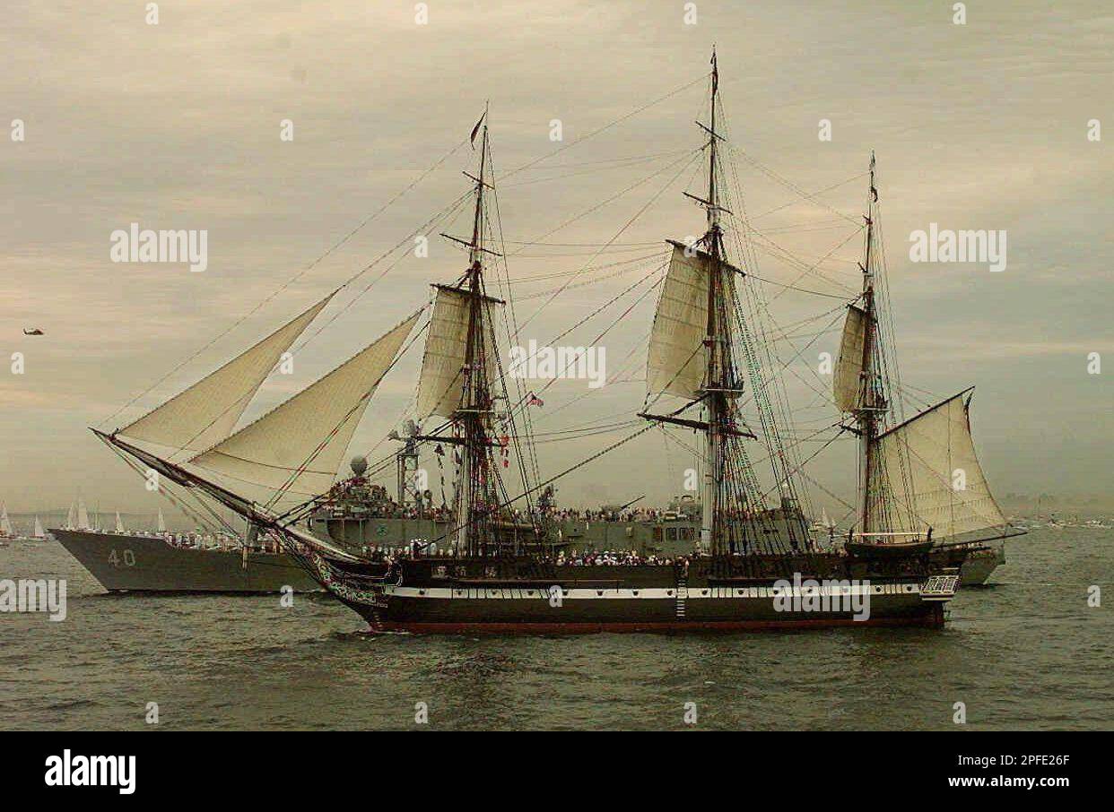 The USS Constitution free sails off the coast of Marblehead, Mass ...