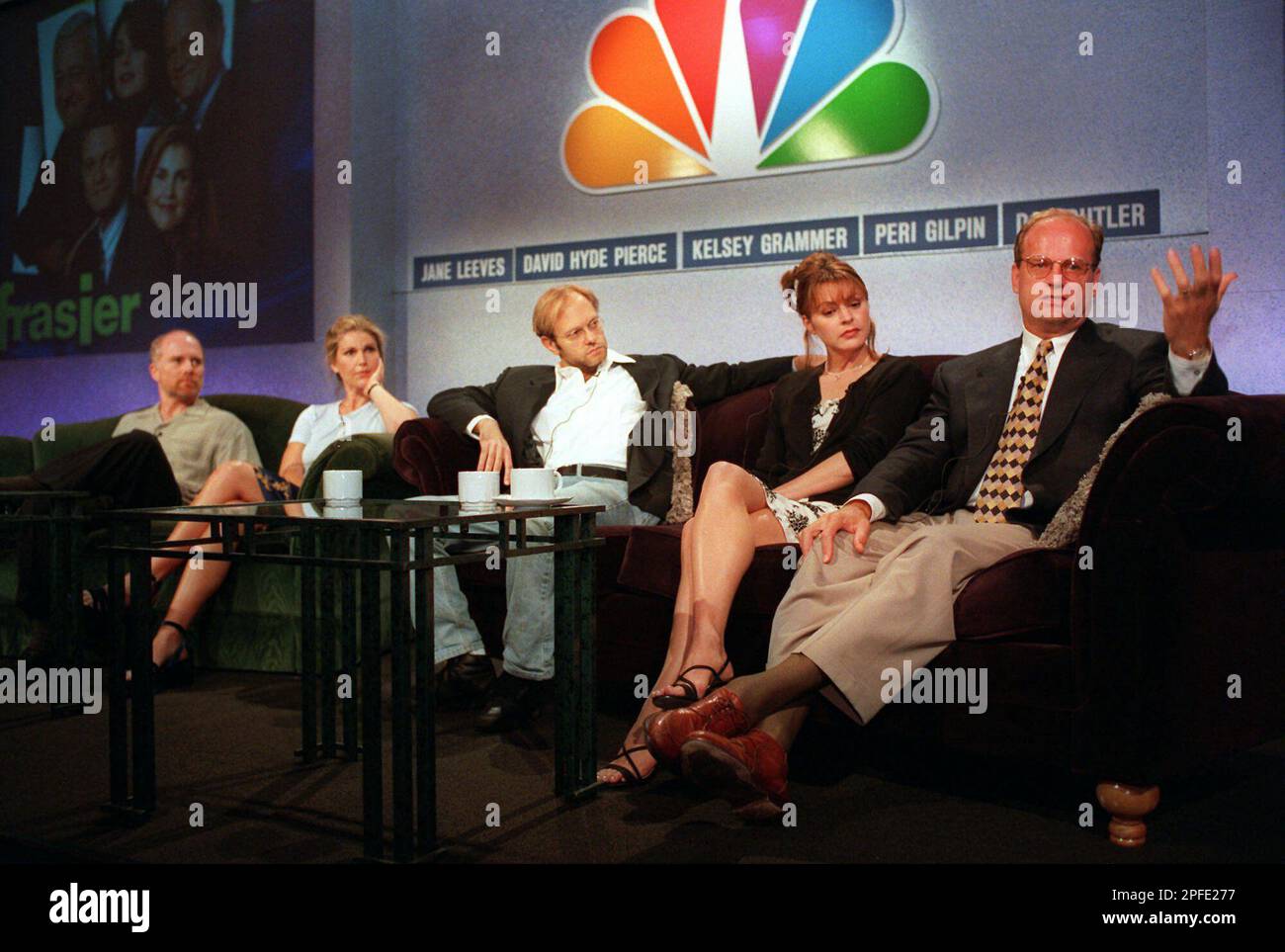 The cast of the NBC show "Frasier" from left, Dan Butler, Peri Gilpin ...