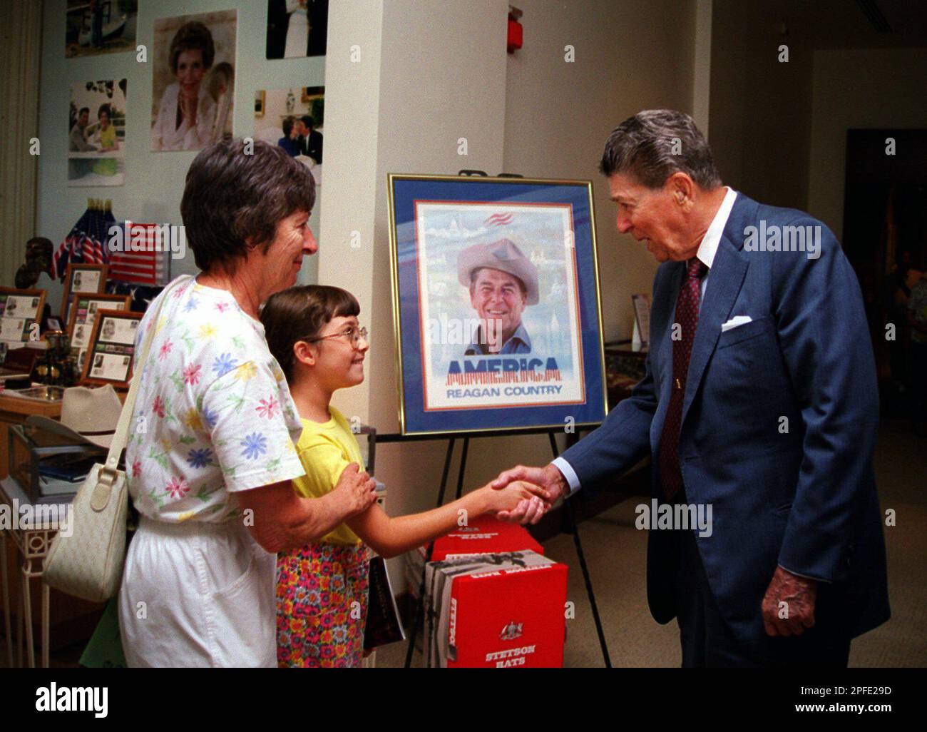 Former President Ronald Reagan, during a visit to the Ronald Reagan ...