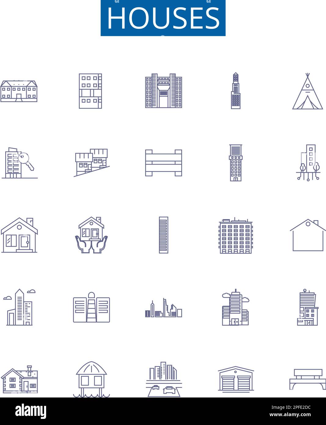 Houses line icons signs set. Design collection of Home, Abode, Mansion ...