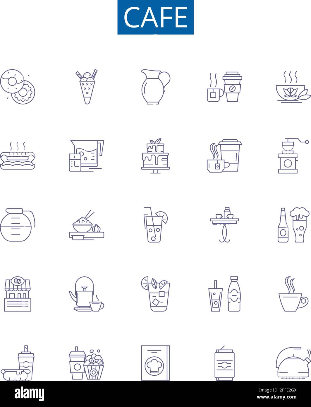 Cafe line icons signs set. Design collection of Cafe, Coffee, Restaurant, Latte, Espresso ...