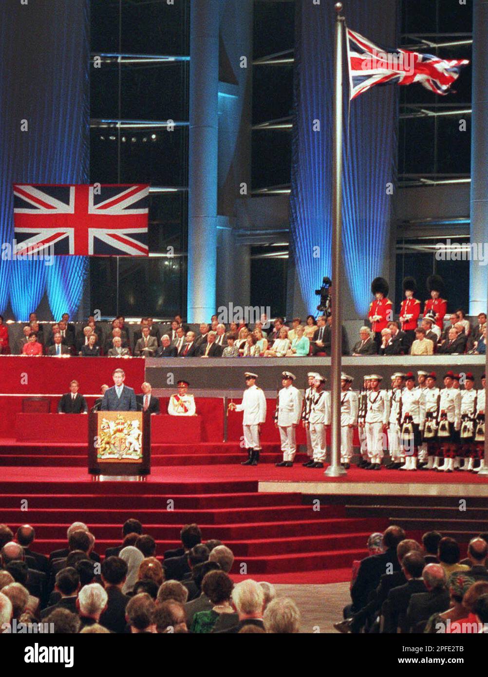 Prince Charles delivers a speech on Tuesday July 1,1997 during the ...