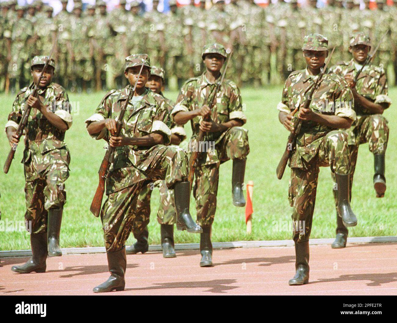 Soldiers of Laurent Kabila's National Army of Congo demonstrate their ...