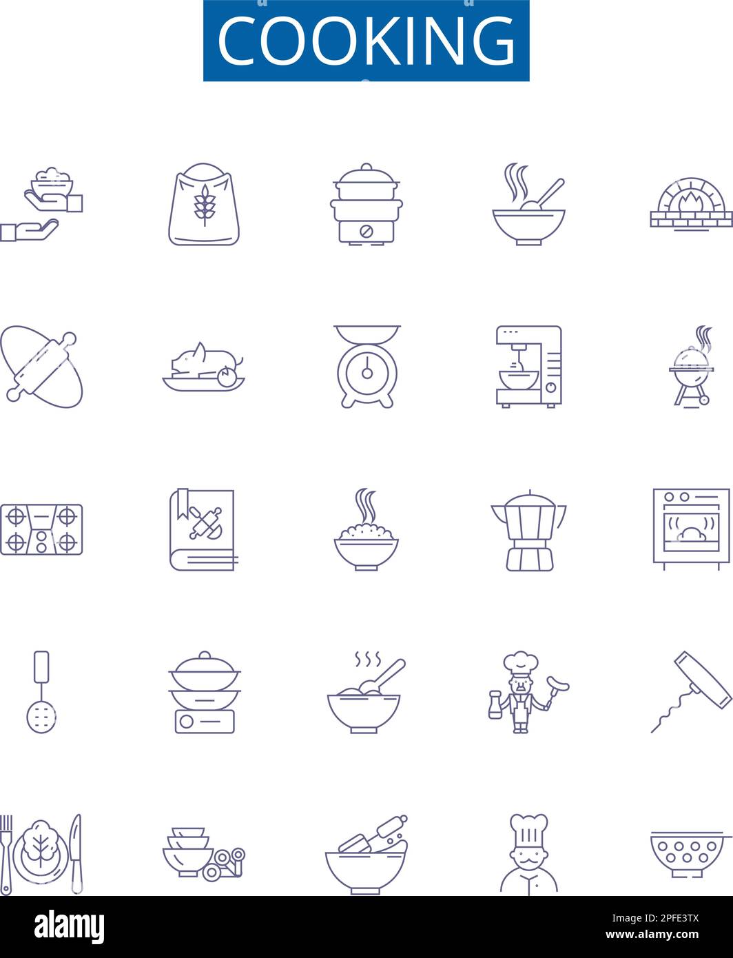 Cooking line icons signs set. Design collection of Cuisine, Recipes ...