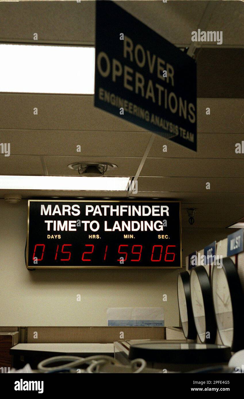 A digital time clock inside the Pathfinder mission to Mars command ...