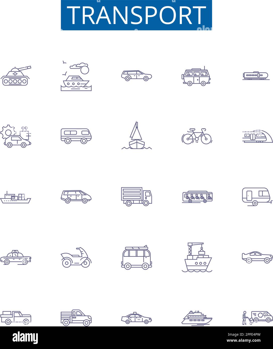 Transport line icons signs set. Design collection of Transportation ...