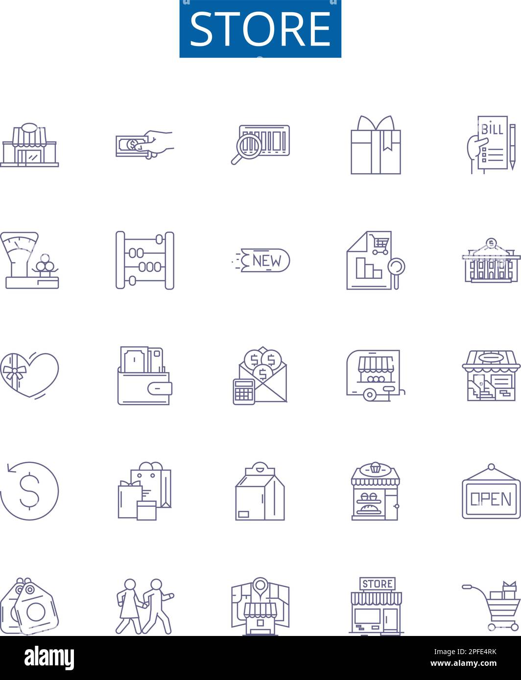 Store line icons signs set. Design collection of Shop, Market ...