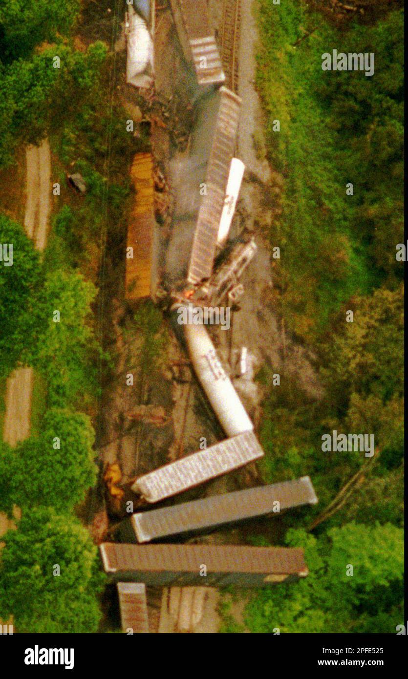 An aerial view Sunday, June 8, 1997 shows the second of two CSX ...