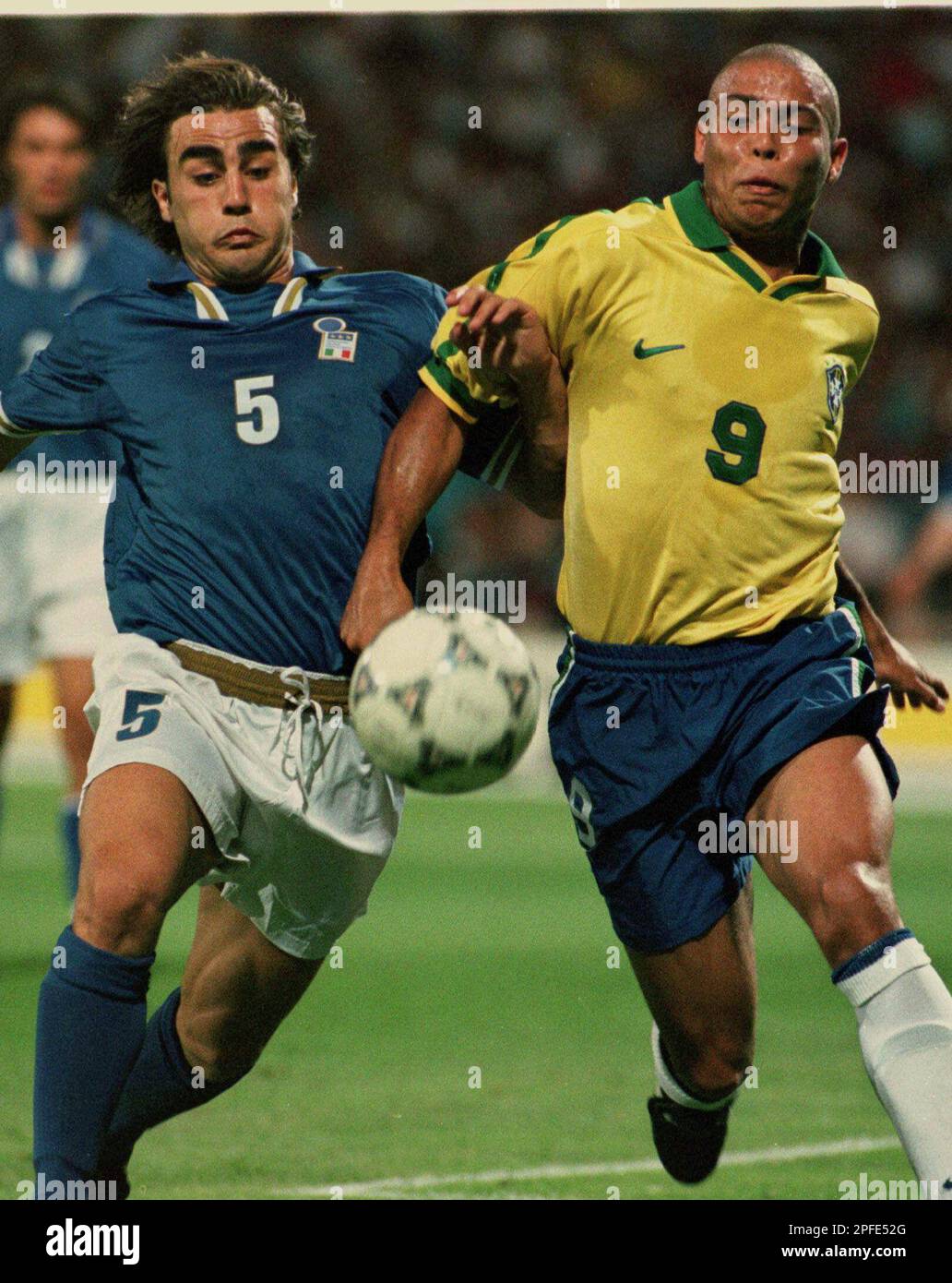 Italian soccer player Fabio Cannavaro, left, and Brazilian soccer ...