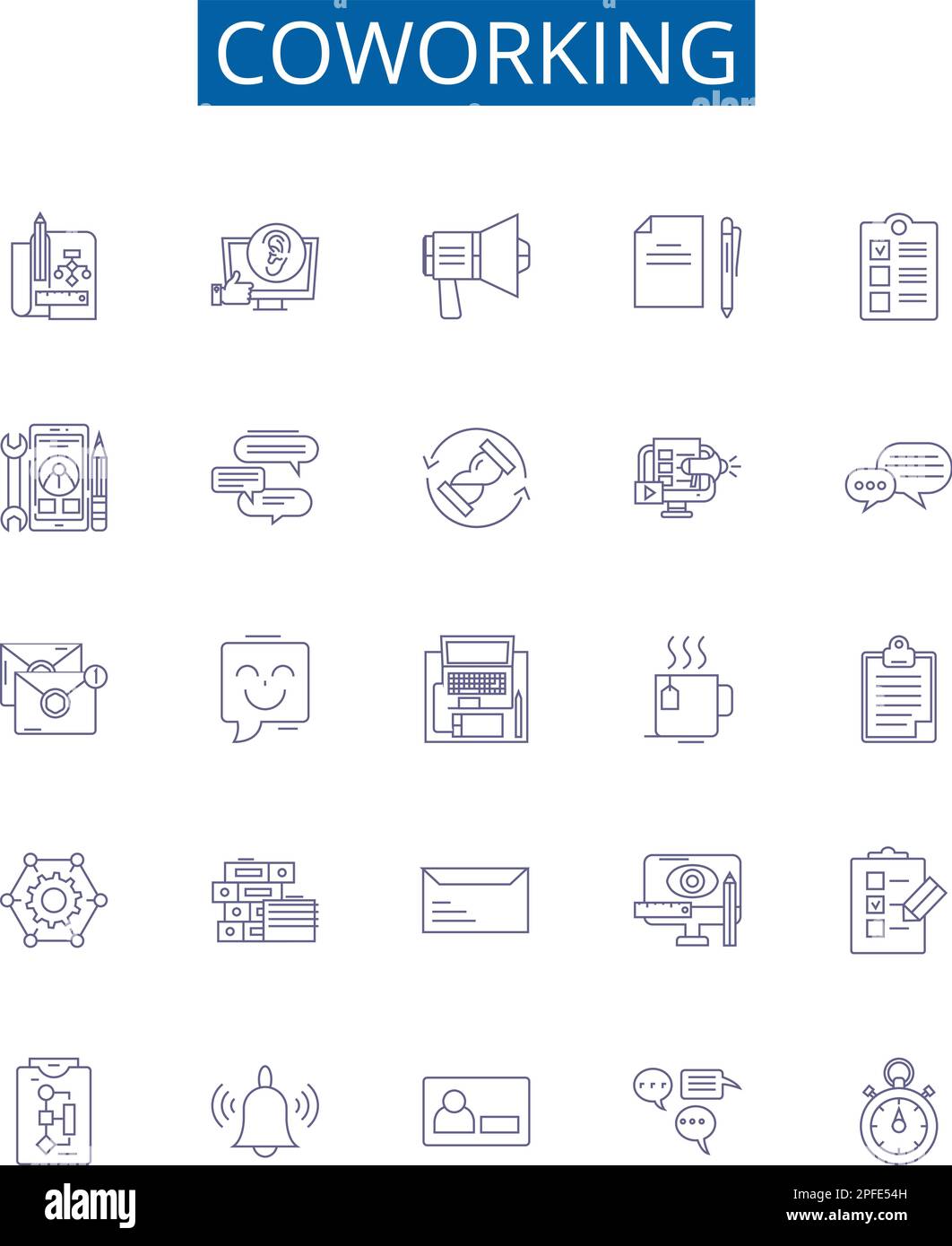 Coworking line icons signs set. Design collection of Sharing ... Coworking line icons signs set. Design collection of Sharing ...