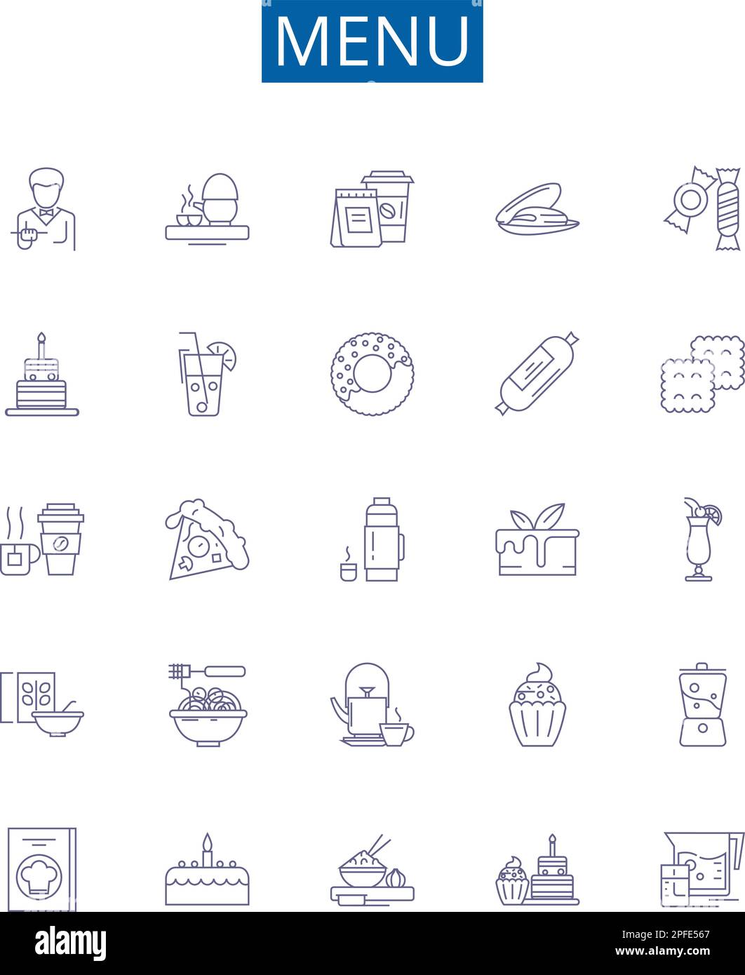 Menu Line Icons Signs Set Design Collection Of Diet Food Cuisine Fare Listing Selections