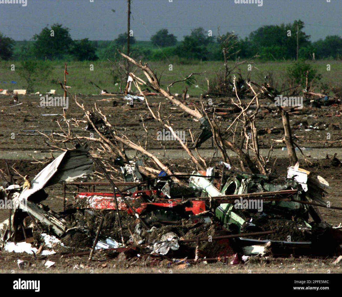 Rubble of automobiles, trees and part of homes are shown Wednesday, May ...