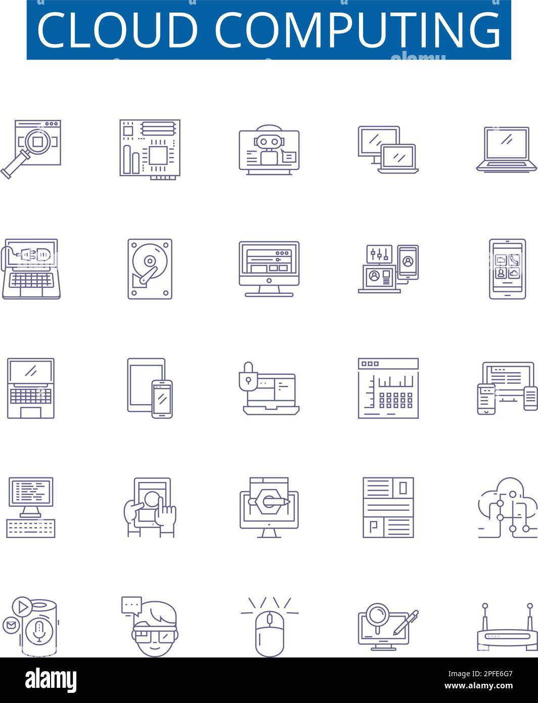 Cloud Computing Line Icons Signs Set Design Collection Of Cloud Computing Infrastructure 2101