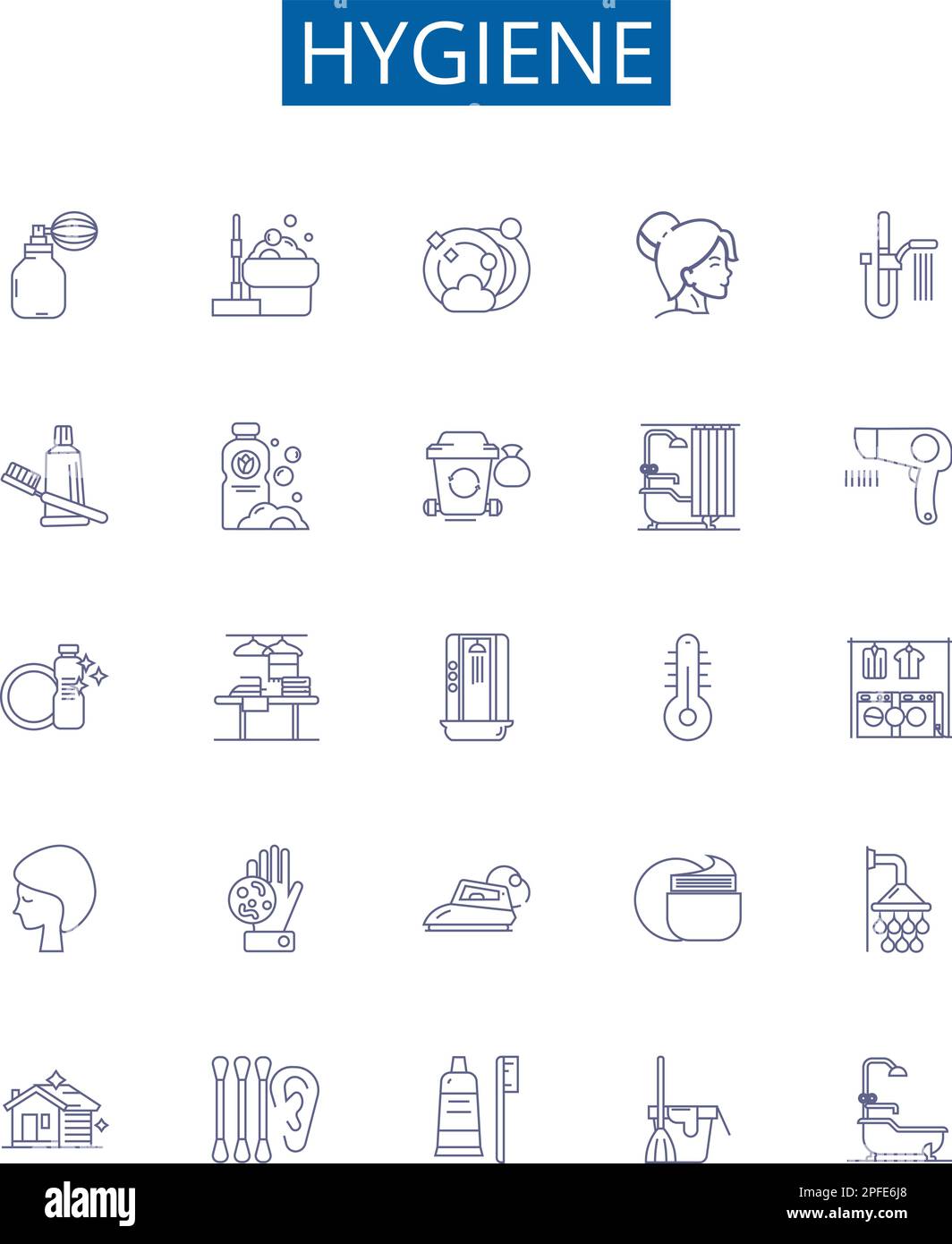 Hygiene line icons signs set. Design collection of Cleanliness ...