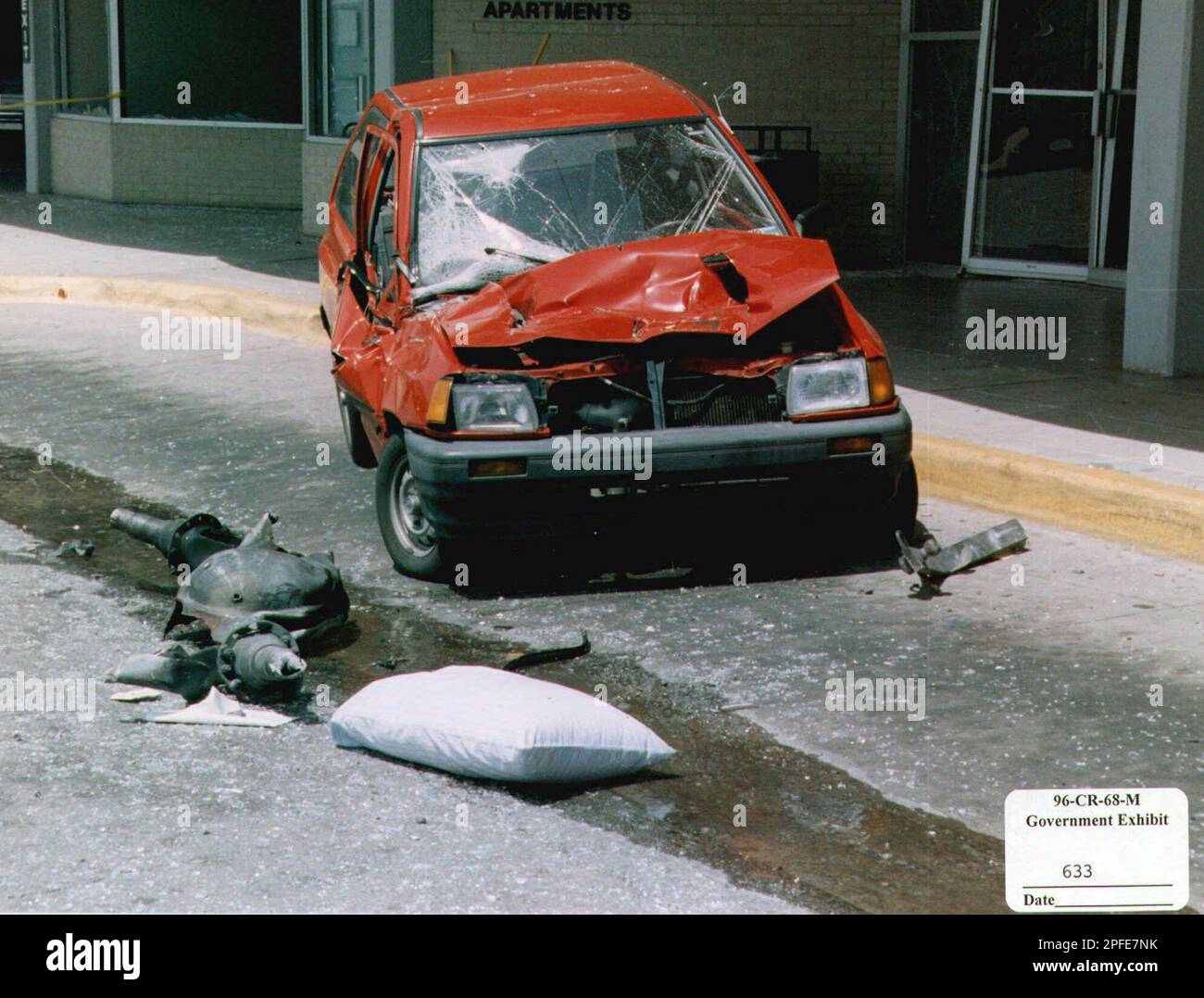 This undated evidence photo shows the rear axle of the bomb-carrying ...