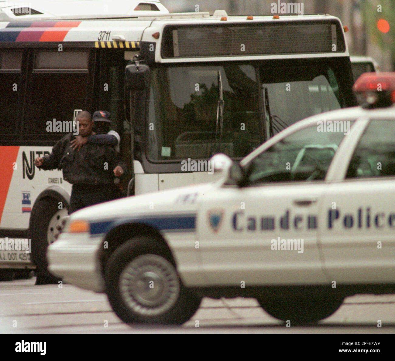 New Jersey Transit bus driver Samuel Harvey, front, of Camden, who is ...