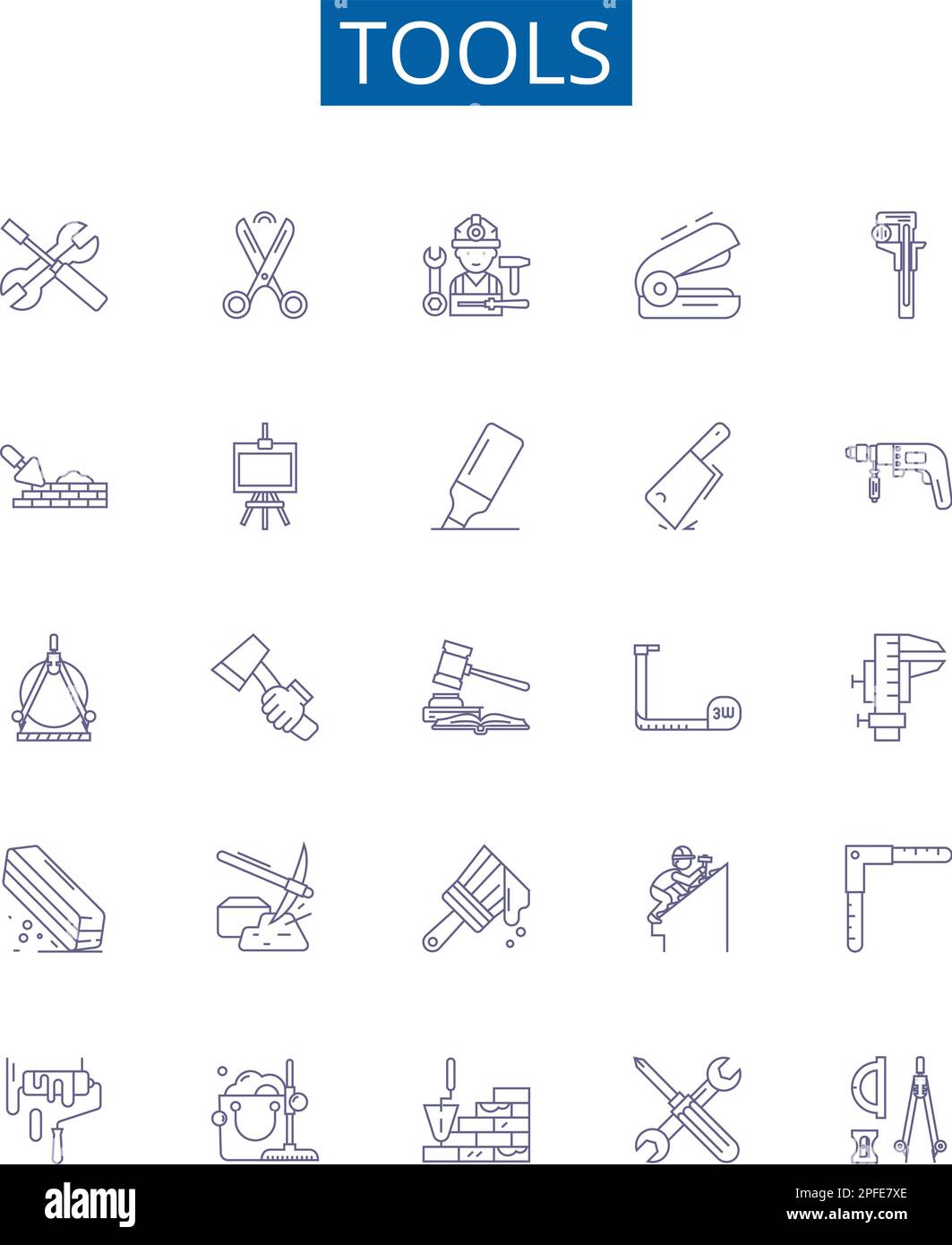 Tools line icons signs set. Design collection of Spanner, Wrench ...