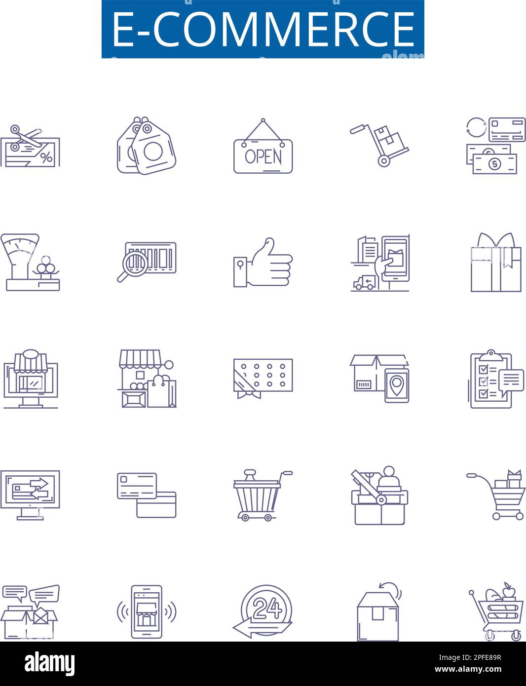 E-commerce line icons signs set. Design collection of Online, Shopping ...