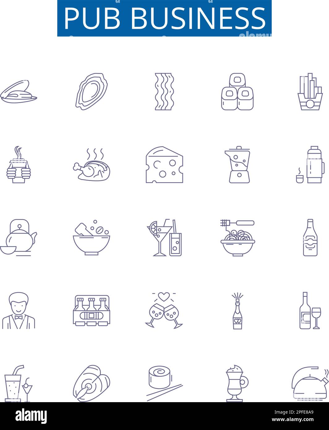 Pub business line icons signs set. Design collection of Pub, Business, Bar, Alcohol, Brewery ...