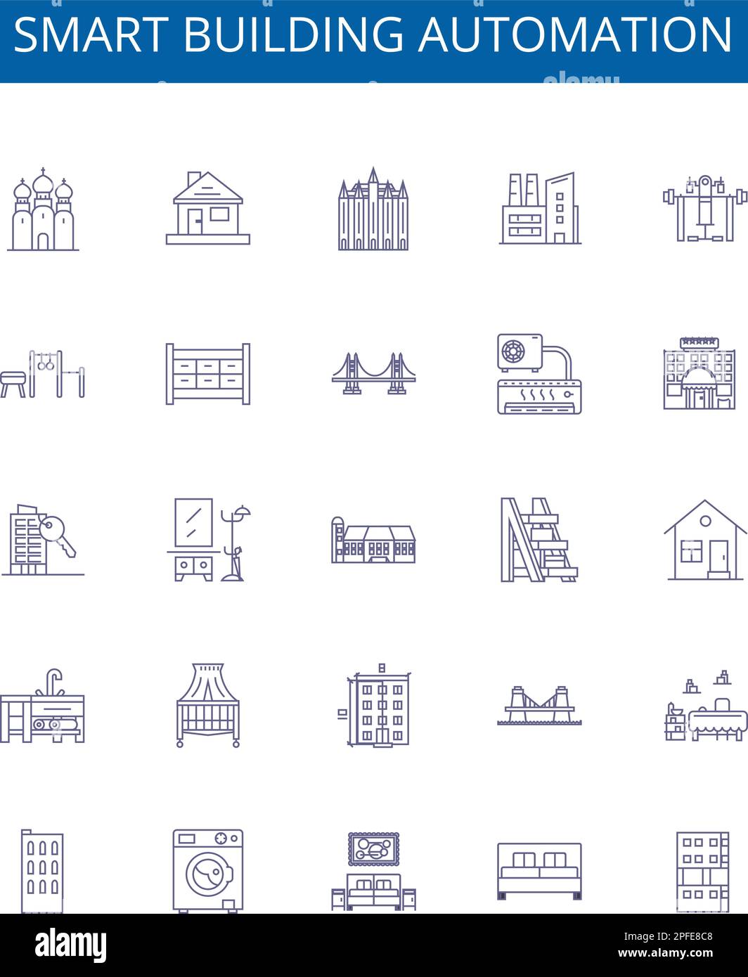 Smart building automation line icons signs set. Design collection of ... Smart building automation line icons signs set. Design collection of ...