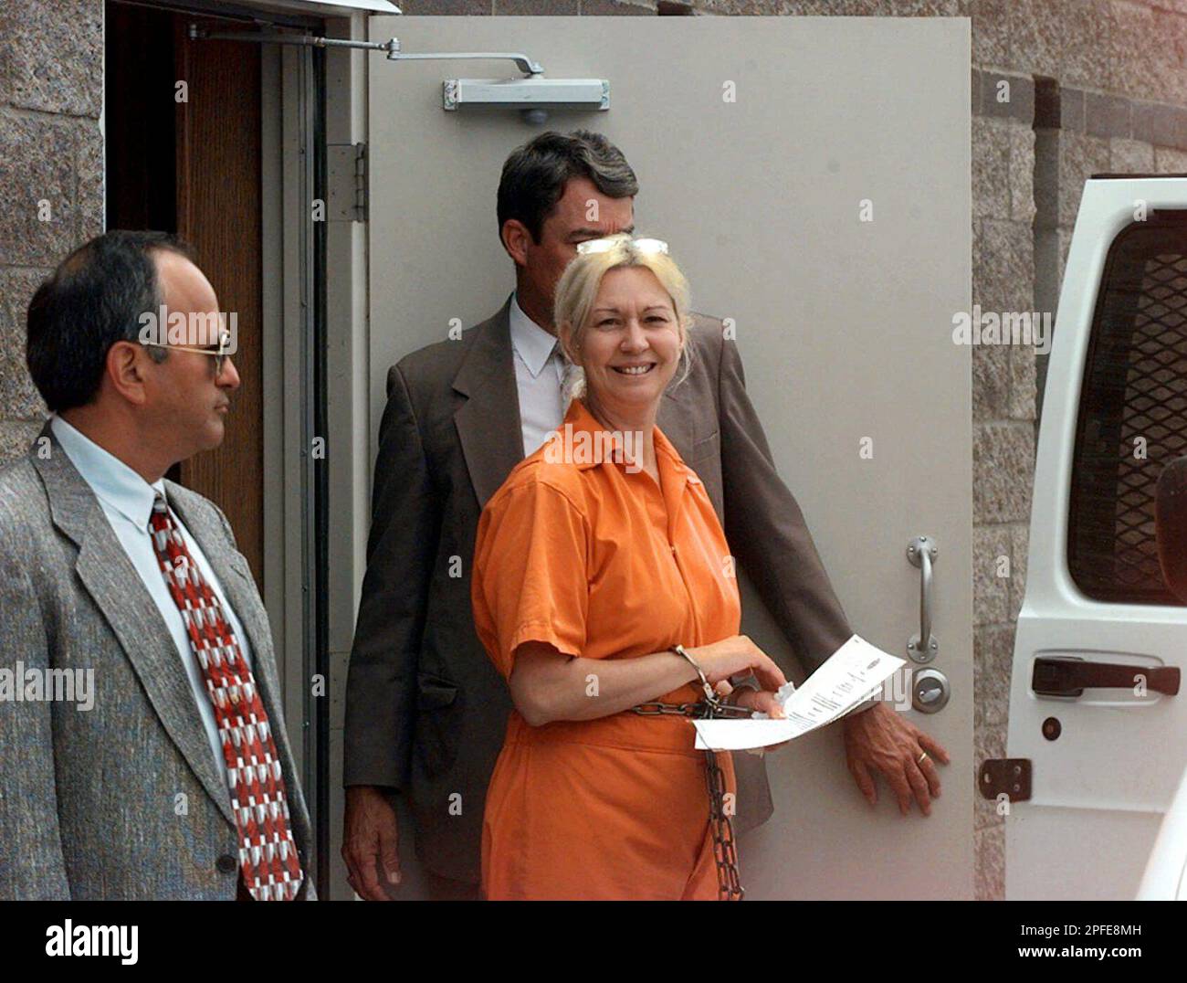 Evelyn McLaren, wife of separatist leader Richard McLaren, leaves after appearing in federal ...