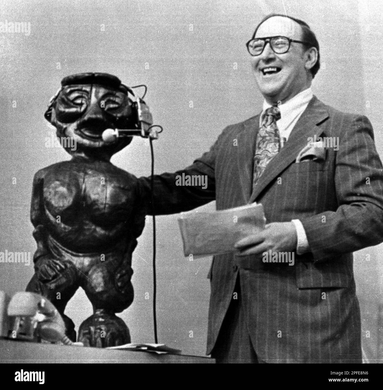 Broadcaster Jack Barry, right, is shown on the set of Vermont ETV's ...