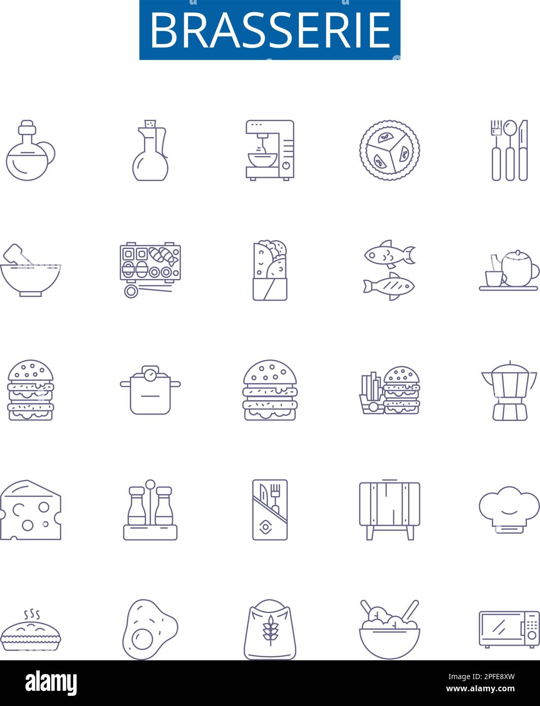 Brasserie Line Icons Signs Set Design Collection Of Brewery Bistro Gastropub Pub Winebar