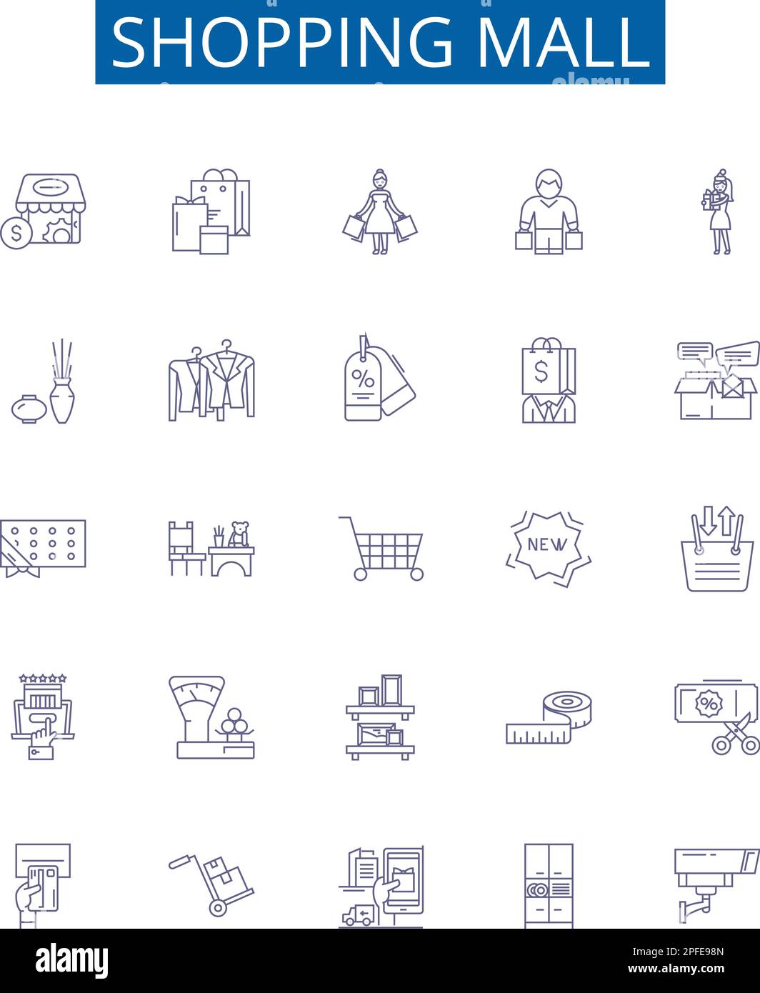 Shopping mall line icons signs set. Design collection of Mall, Shopping ...