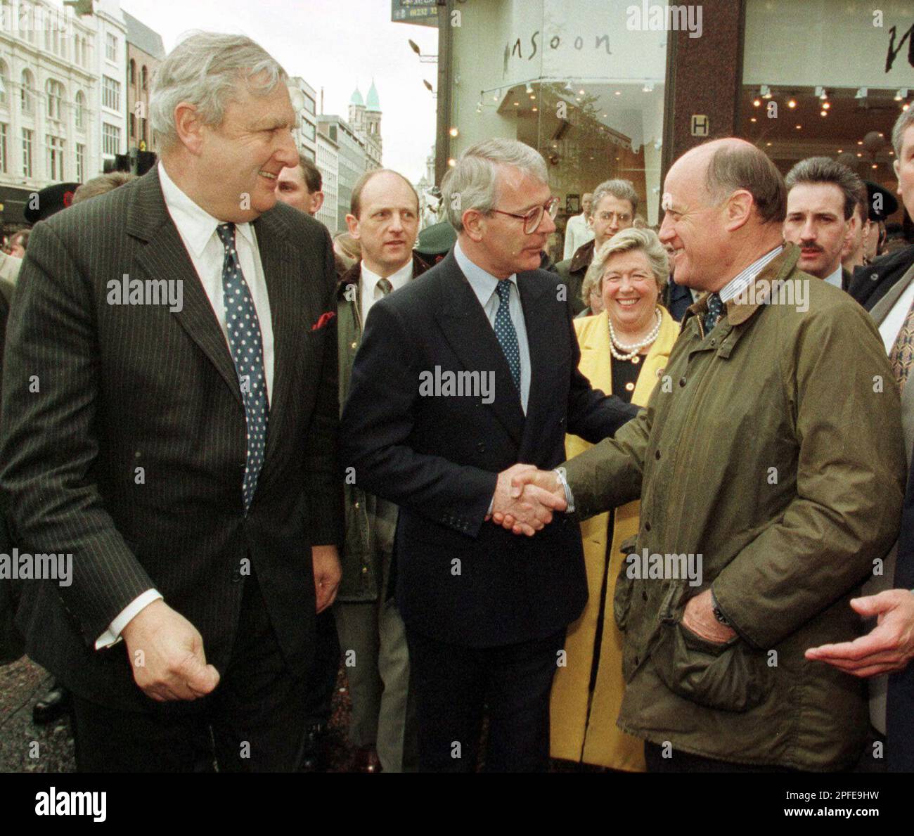 Northern Ireland Secretary Sir Patrick Mayhew guides Prime Minster John ...